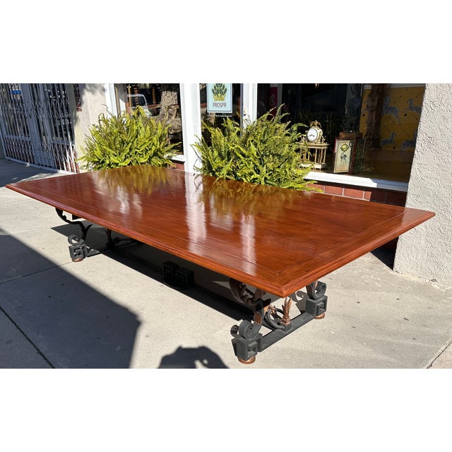 Huge Formations Furniture Wrought Iron & Gilt Metal 10’ Mahogany Dining ...