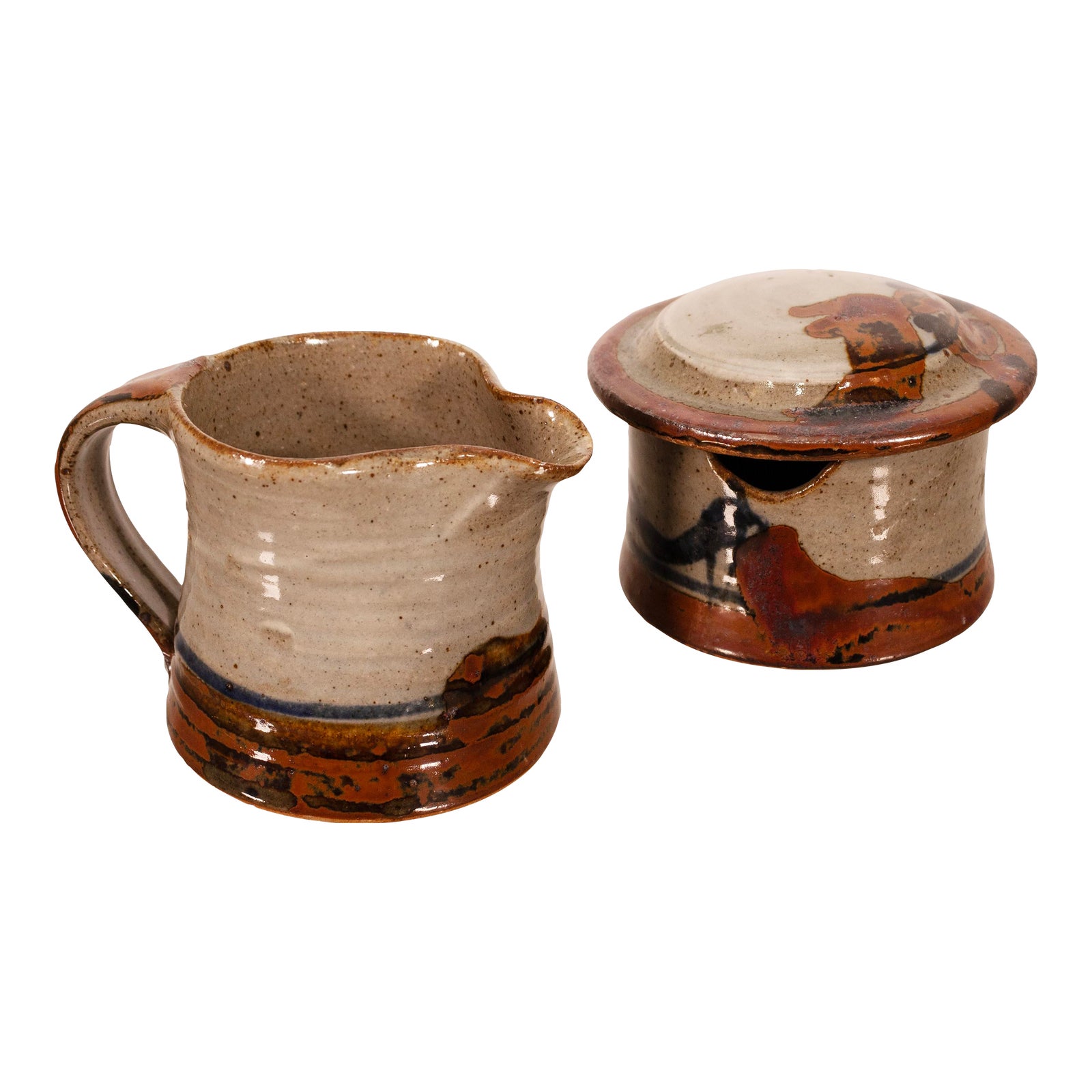 John Glick Creamer & Sugar Modernist Stoneware Glazed Ceramic Plum Tree ...