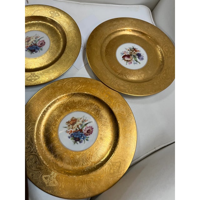 Circa 1920 Gold Encrusted Floral Dinner Plates, Germany- Set of 12 ...