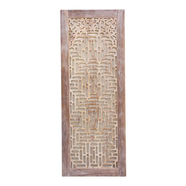 Finely Carved Whitewash See-Through Door Panel | Chairish