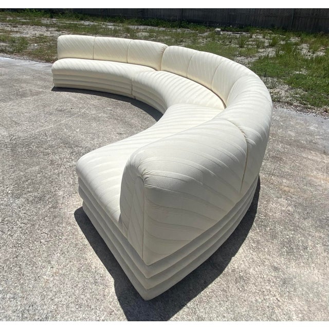 Contemporary Custom Tonal Striped Half Moon Sectional | Chairish