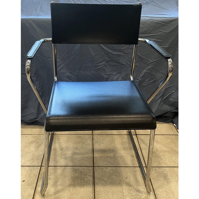 Late 20th Century Bauhaus Black Chrome Tubular Director Arm Chair ...