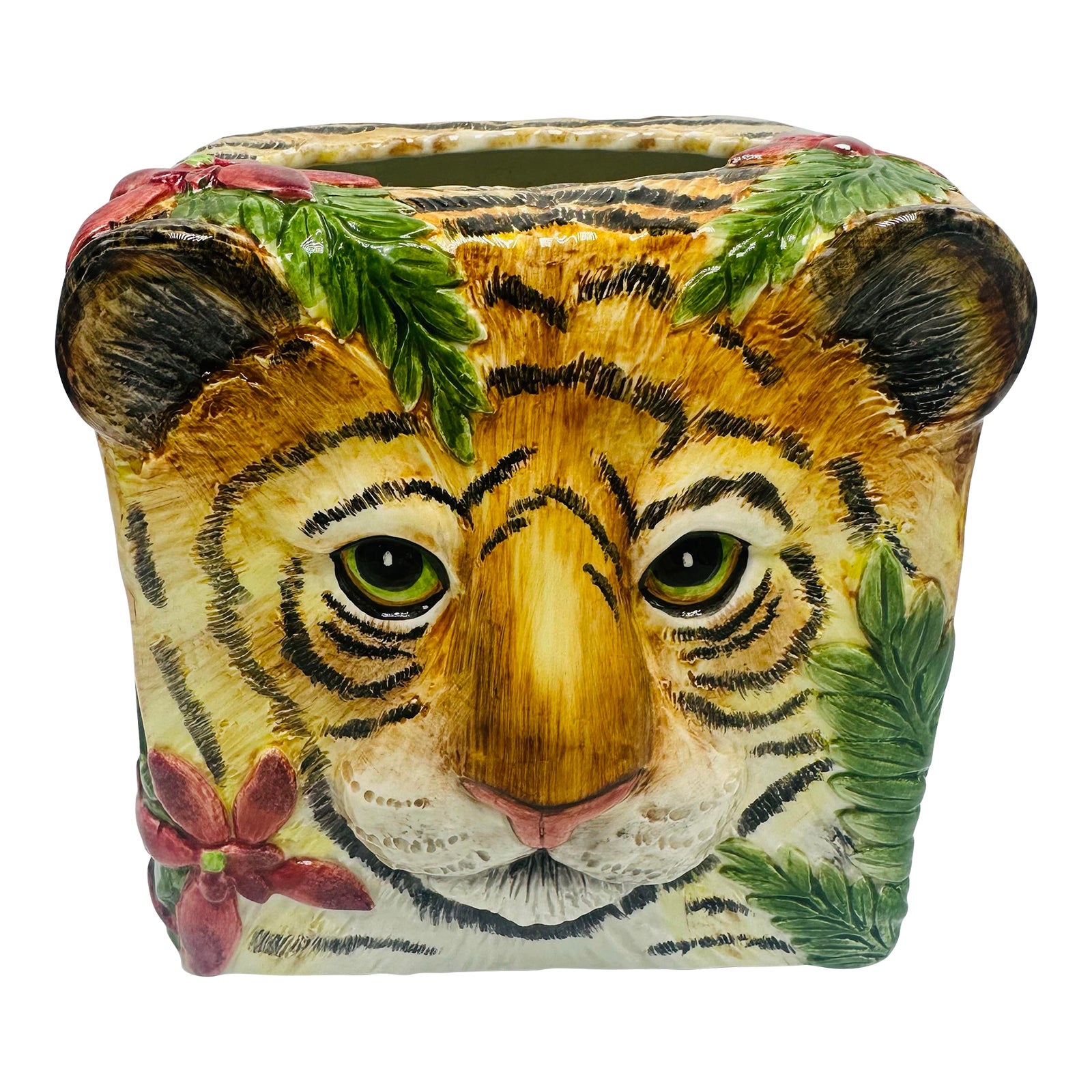 Vintage Fitz and Floyd Tiger Tissue Box Cover | Chairish