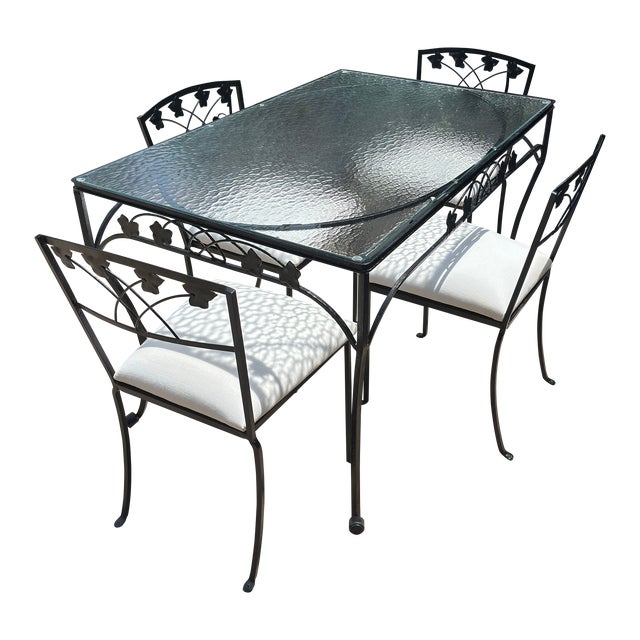 Mid-Century Modern Salterini Style Wrought Iron Ivy Patio Dining Table ...