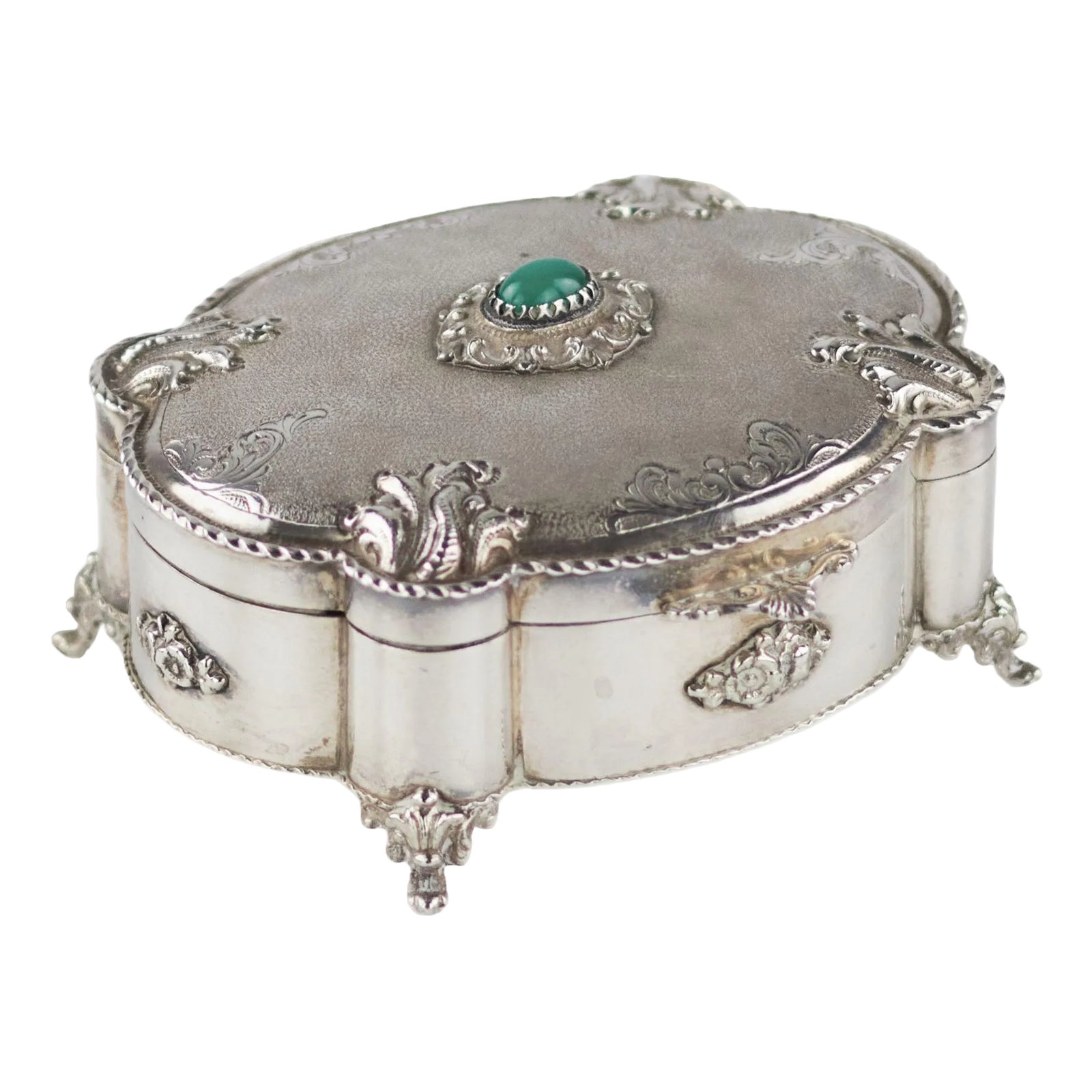 20th Century Baroque Italian Silver Jewelry Box | Chairish