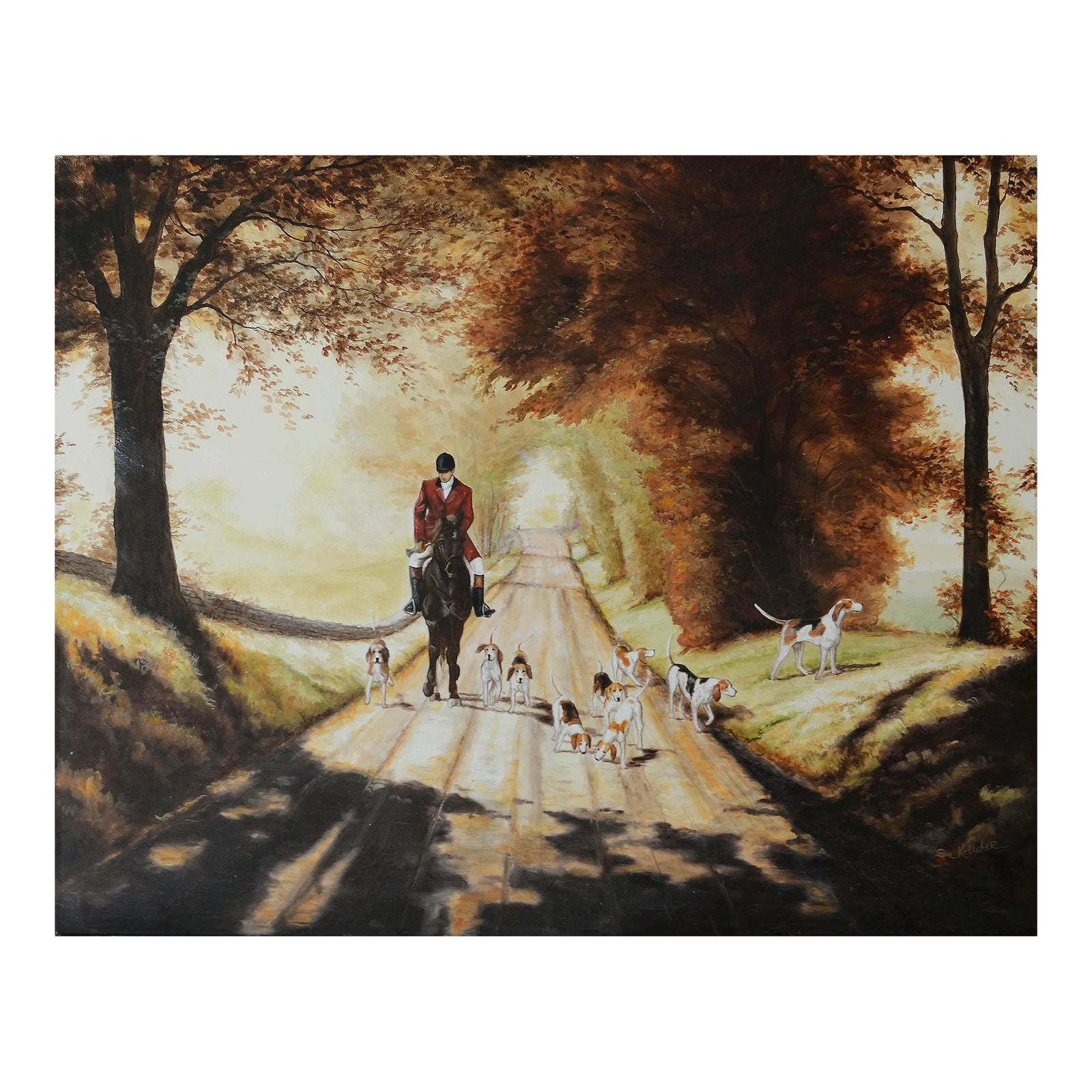 2006 Original Equestrian Fox Hunting and Hounds Oil Painting by Sue ...