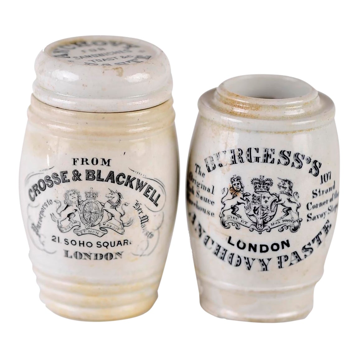 Vintage Antique Anchovy Paste Barrel Type Jars - a Pair | Chairish