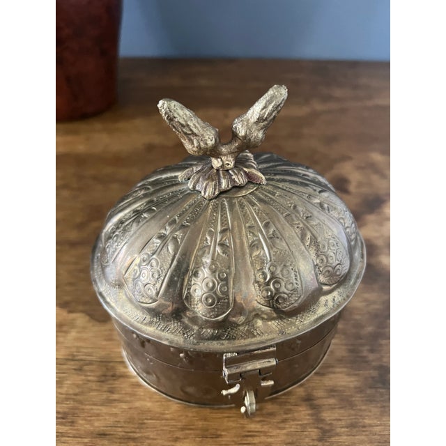 Vintage Small Brass Hinged Trinket Box | Chairish