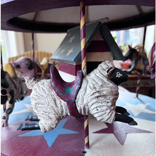 Large 20th Century Americana Folk Art Carousel With Painted Farm ...