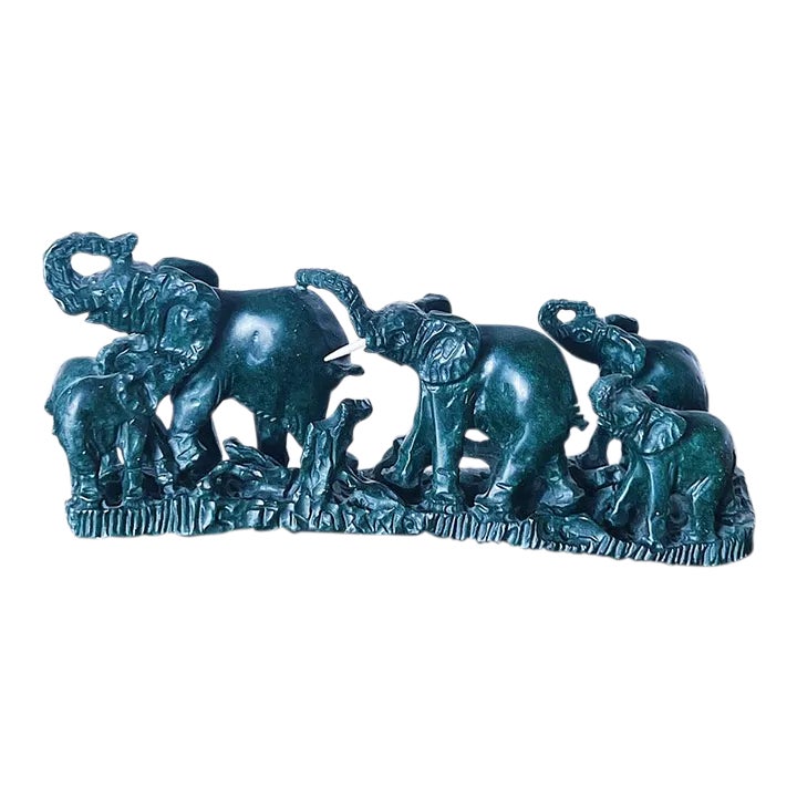 Vintage Hand Carved Verdite Sculpture Depicting Family of Six African ...