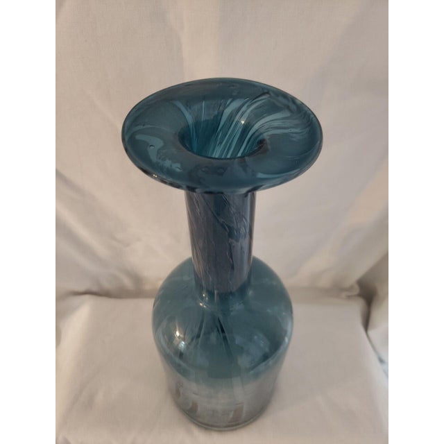 Blue Swirled Art Glass Vase | Chairish