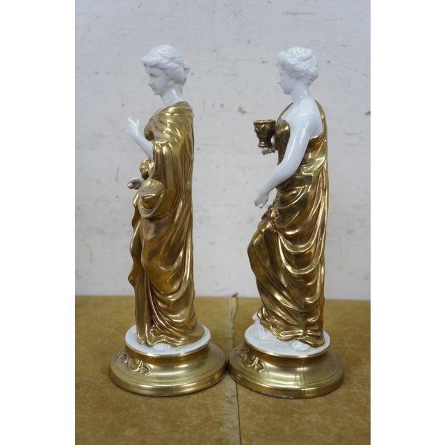 Neoclassical Greek Goddess 24k Gold Gilt Porcelain Statues Figurines 11 ...