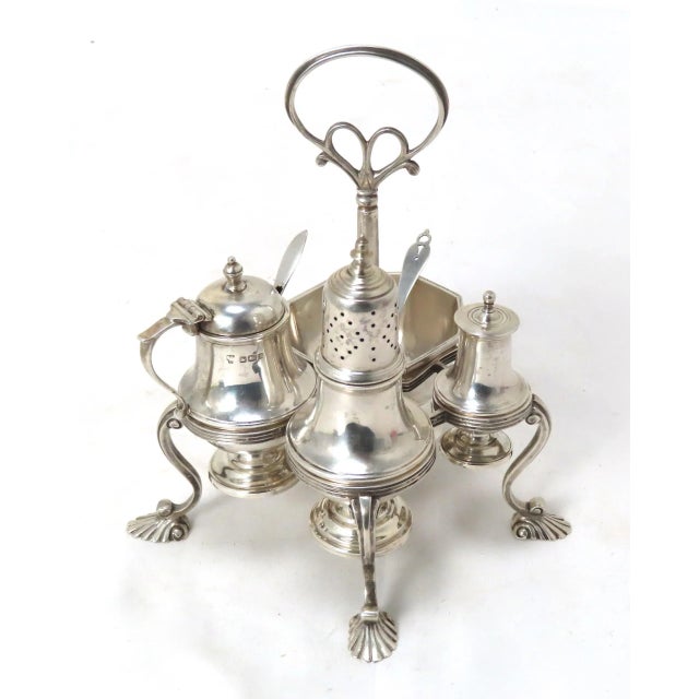 1910 Antique Sheffield England Sterling Silver Condiment Caddy Set ...