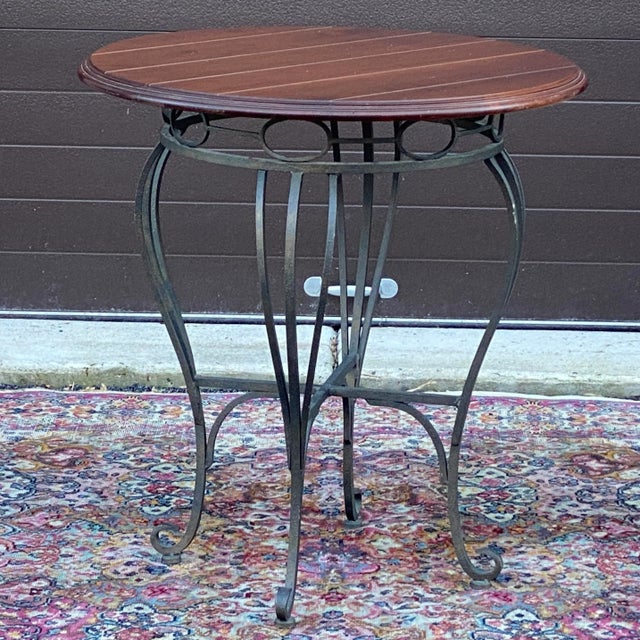Nichols & Stone Wrought Iron Solid Wood Top Center Table | Chairish