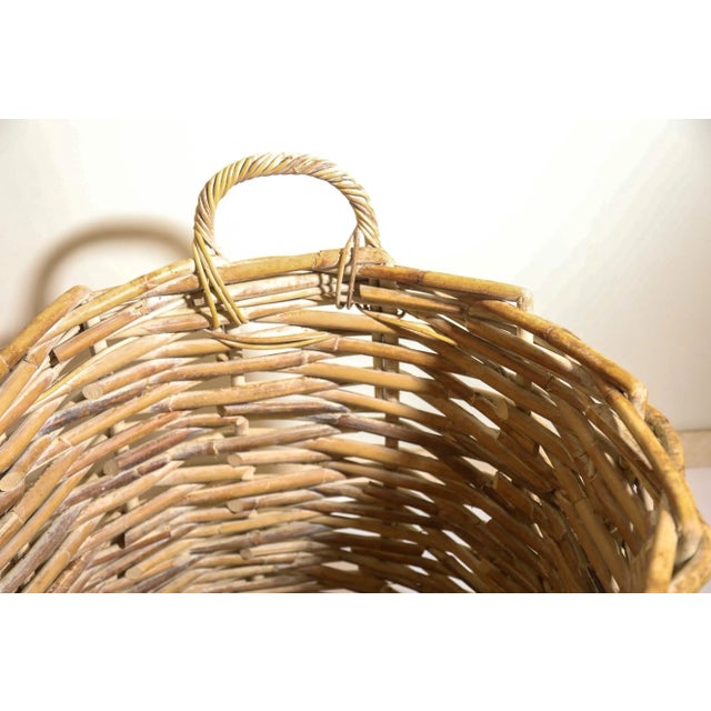 Vintage French Rustic Large Wicker Woven Log Basket Country House ...