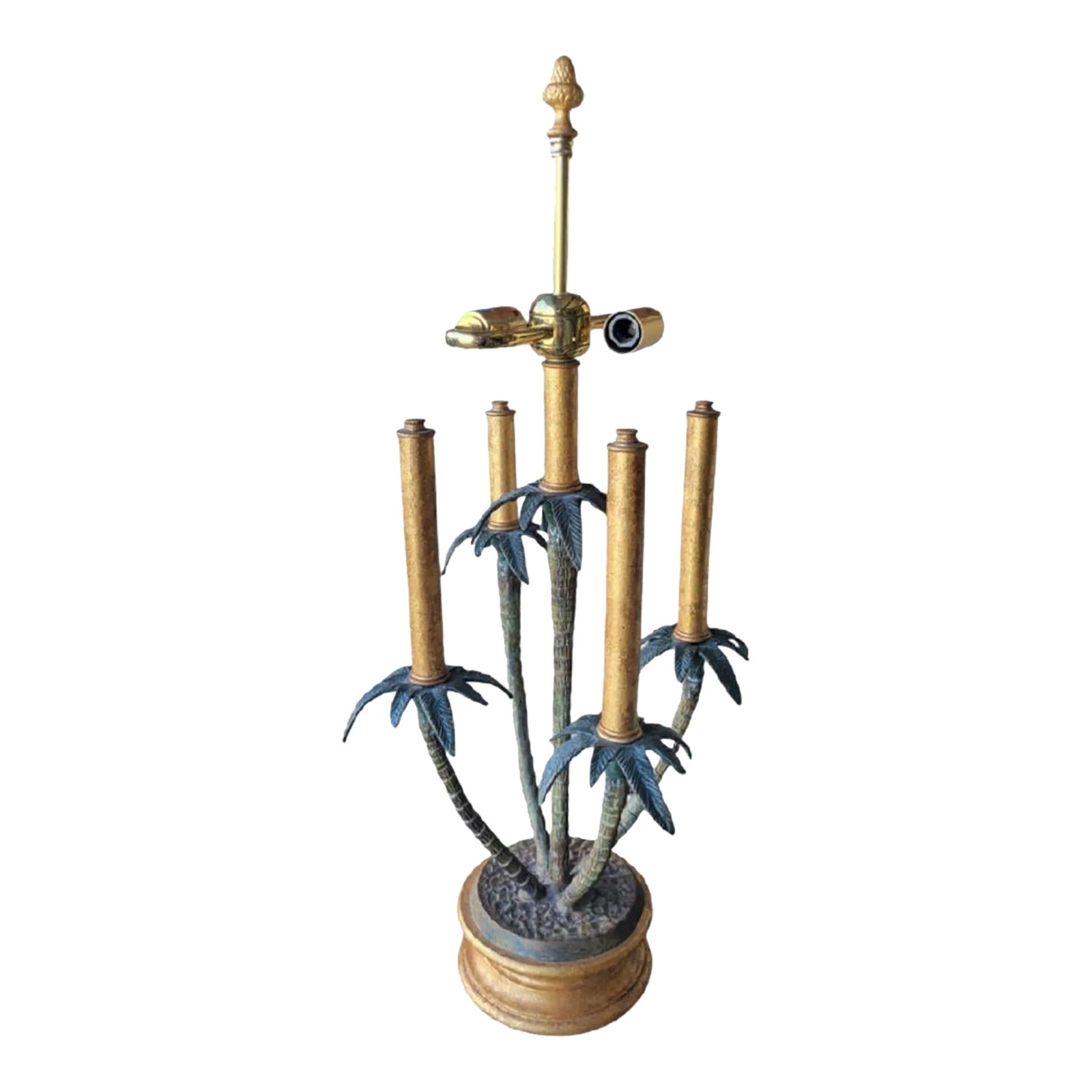 Vintage Tyndale 2 Light Cast Iron Palm Tree Table Lamp | Chairish