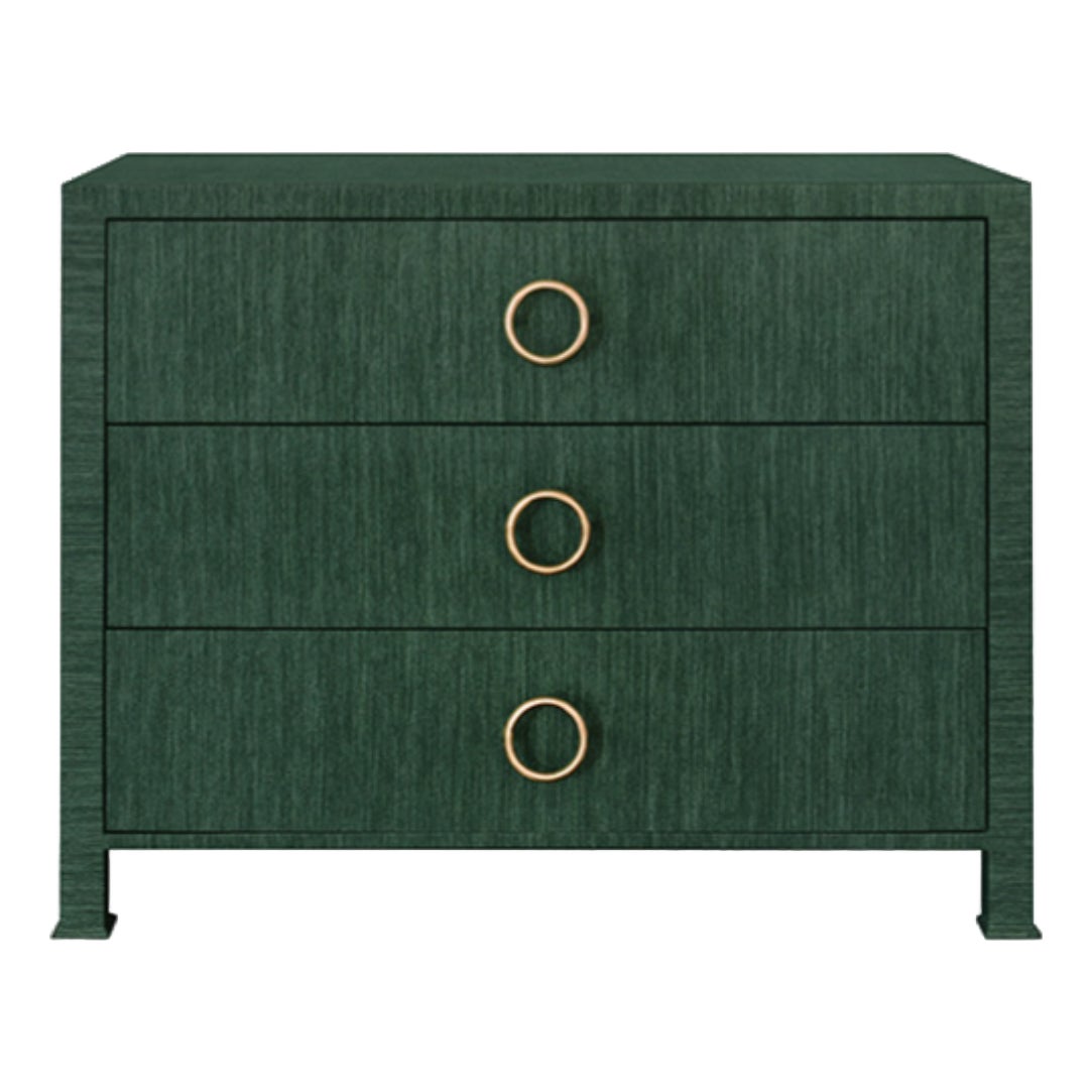 Matthew Izzo Home Getty Green Grasscloth Three Drawer Chest With ...