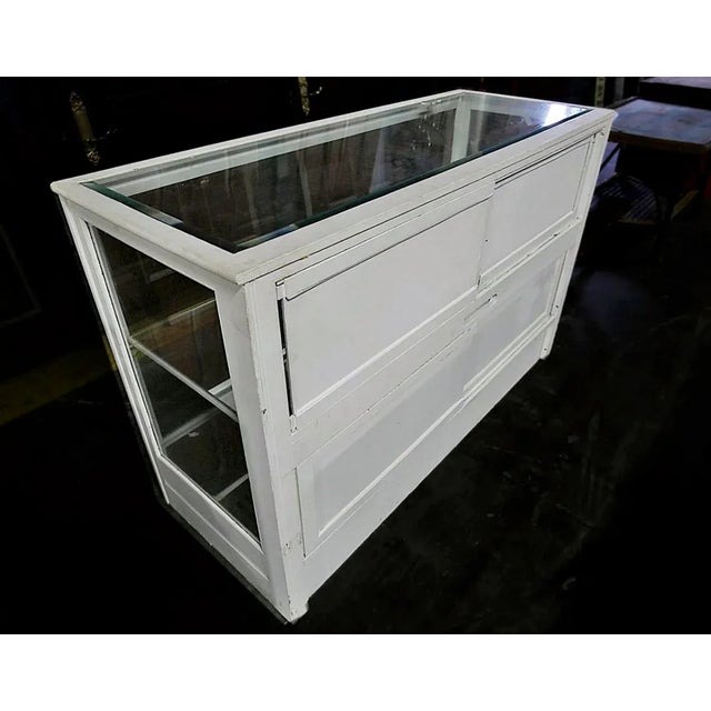 Mid 20th Century White Showcase With Beveled Glass | Chairish