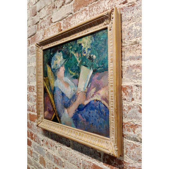 Louis Ritman -Woman Reading a Book in the Garden -1917 Oil Painting ...