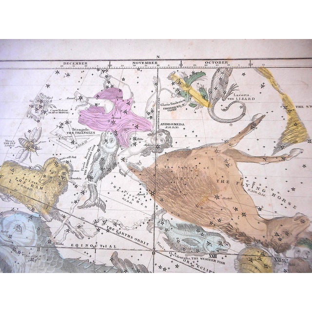 Astronomy-Antique 19th C. Celestial Map/Chart-Constellations & the ...