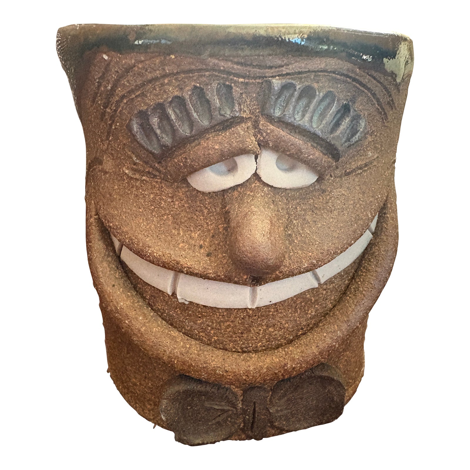 Vintage 1960's Ugly Face Stoneware Mug | Chairish