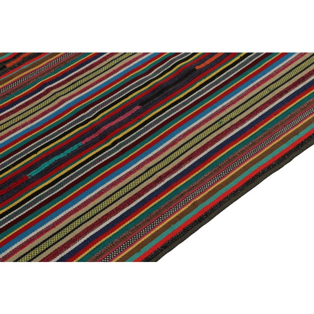 1950s Vintage Chaput Kilim Rug in Polychromatic Stripe Pattern ...