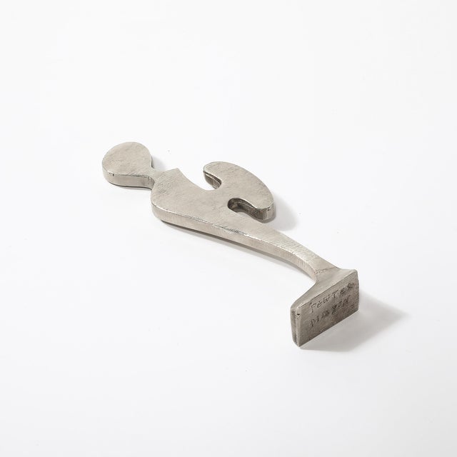 Modernist Abstract Figural Sculpture in Brushed Pewter Manner of Willi ...