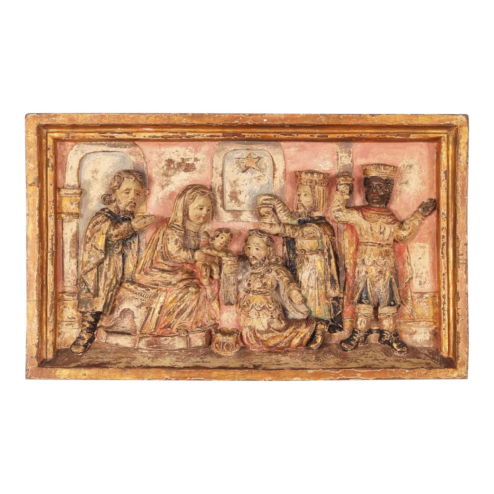 18th Century Baroque Nativity Scene, Crèche Wooden Retable, Portuguese ...