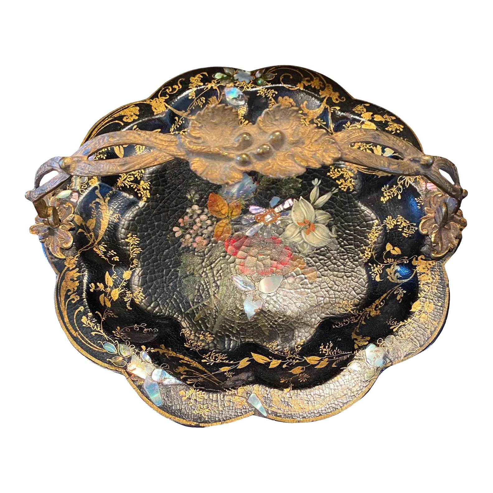 Small Paper Maché Tray With Handle From England | Chairish