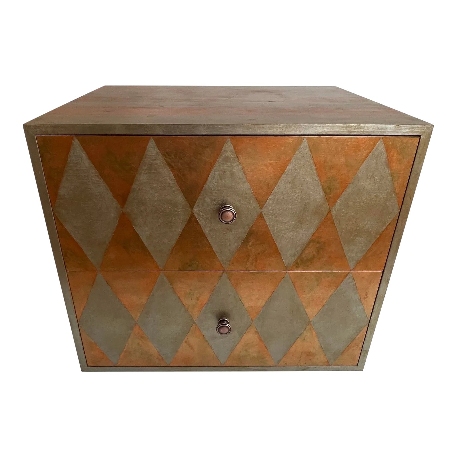 1980s Two Drawer Chest in Postmodern Style With Copper and Aluminum ...