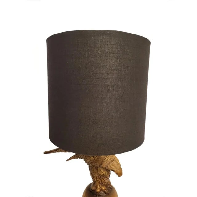 Vintage Golden Bald Eagle Black Shade Traditional Table Lamp | Chairish