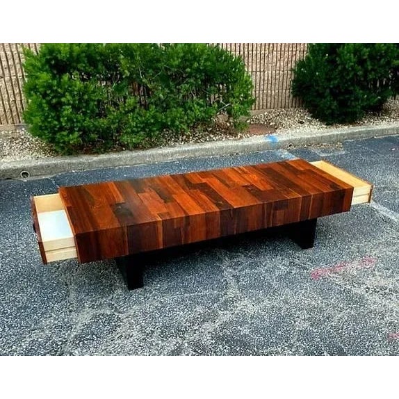 Vintage Danish Rosewood and Teak 2-Drawer Patchwork Coffee Table | Chairish