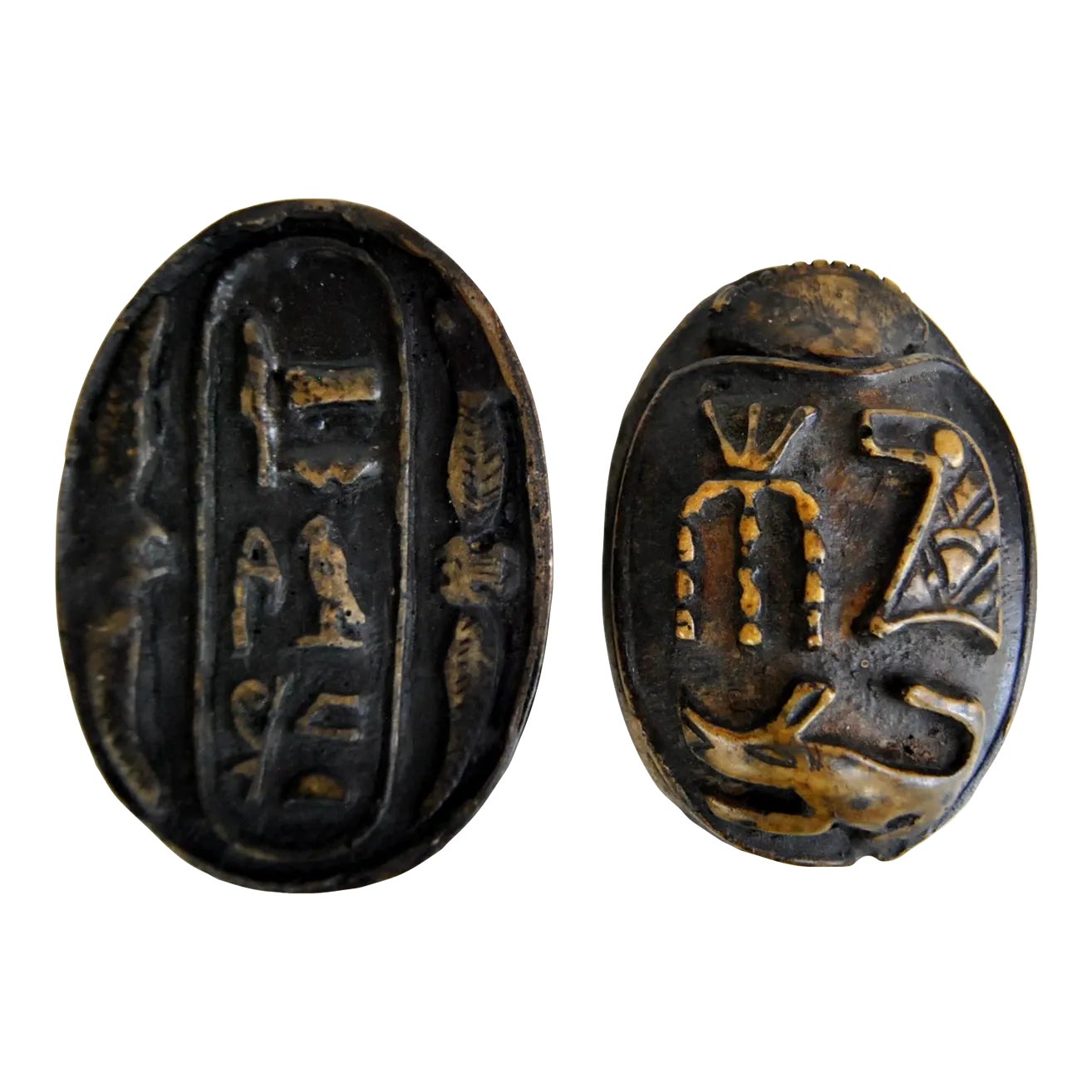 1950s Handmade Alabaster Egyptian Scarabs Paper Weights With ...