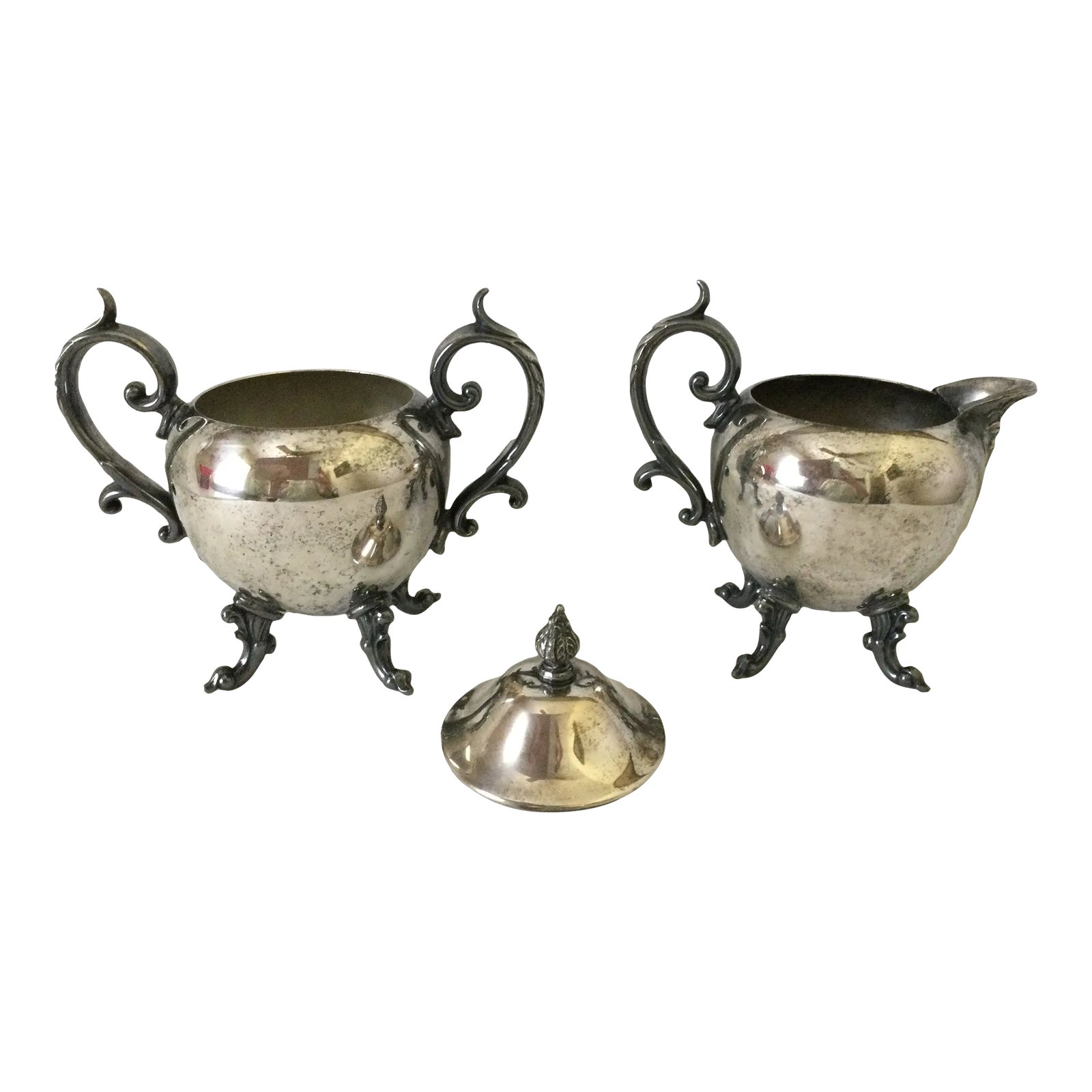 Vintage Birmingham Silver Company Lidded Sugar Bowl and Creamer, 3 ...