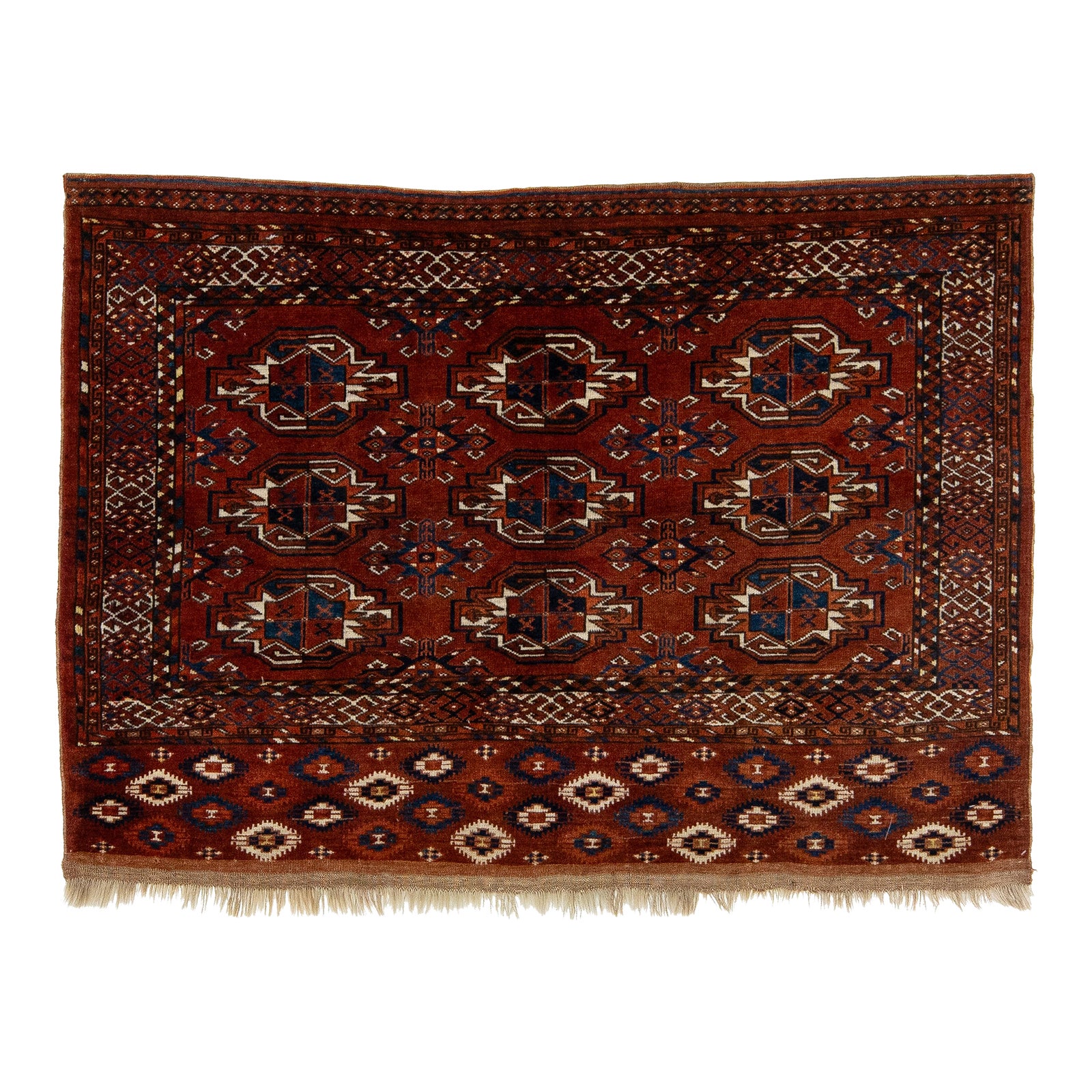 3 X 5 Antique Persian Turkmen Wool Rug in Rust Color With Allover Gul ...