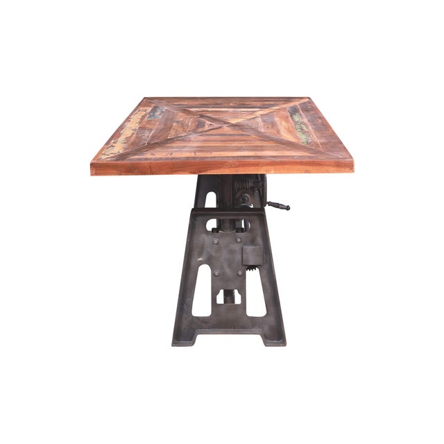 Baron Reclaimed Wood Crank Dining Table | Chairish