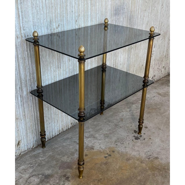 Early 20th Hollywood Regency Bronze Cocktail Table with Smoked Glass ...