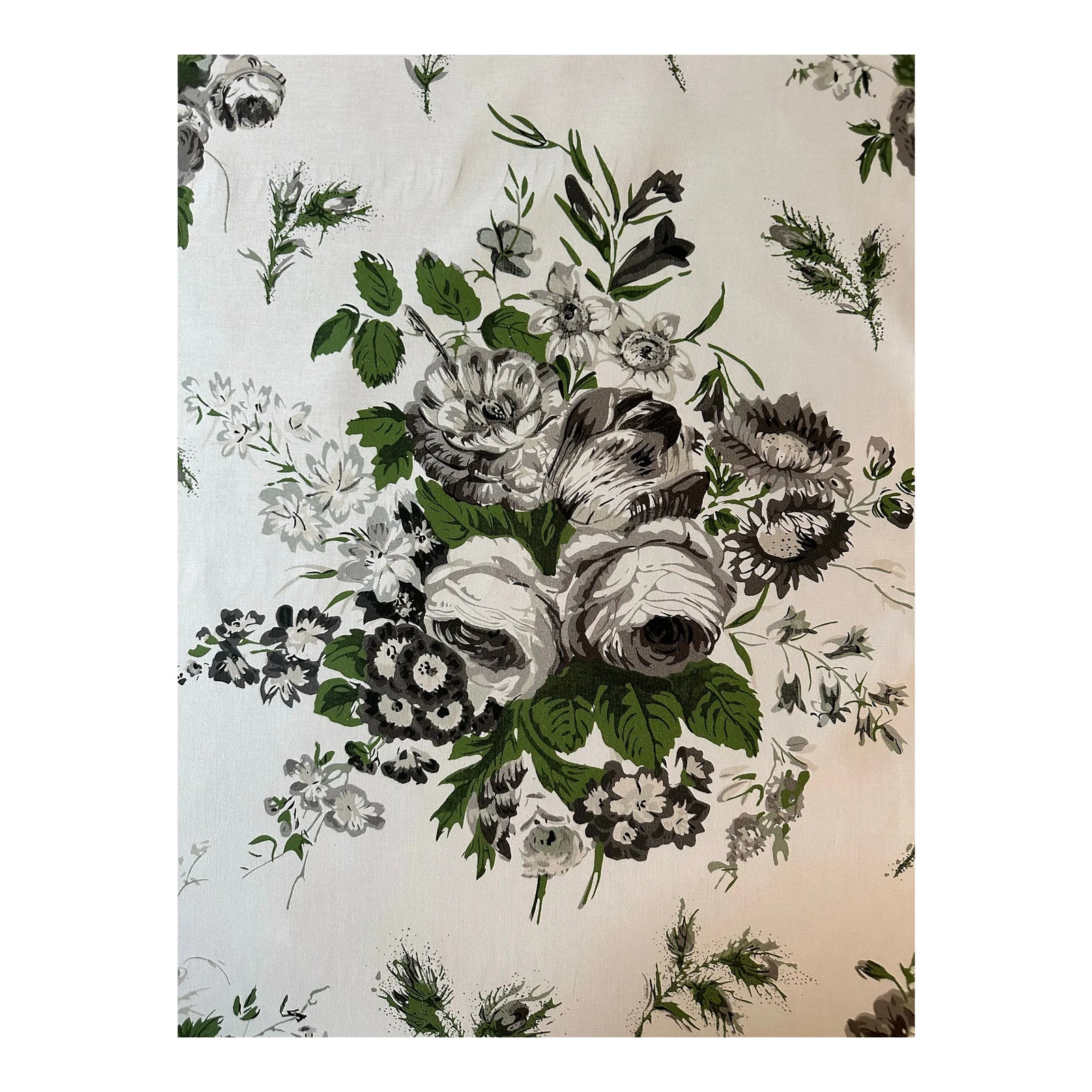 Lisa Fine Textiles Arabella Cotton Chintz Fabric in Forest Mist 4 Yards ...