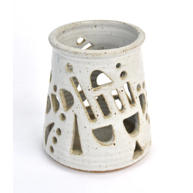 Vintage Geometric Pierced Sculptural Studio Pottery Vase by Jt ...