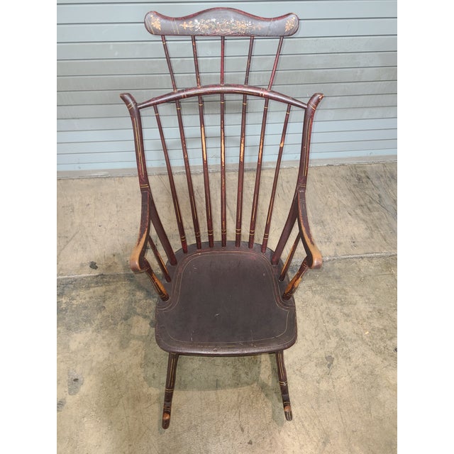Late 19th Century Windsor Arm Rocking Chair Fan Back W Comb Back ...