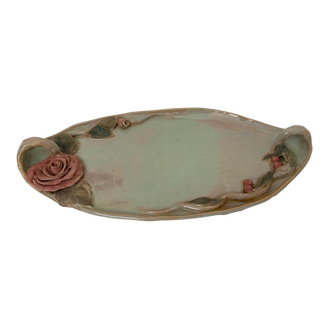 1990s Ceramic Rose Tray | Chairish