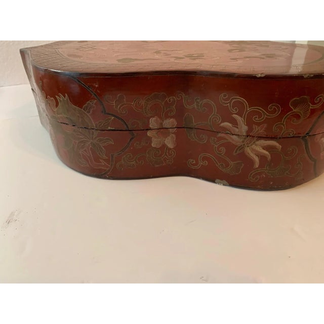 1910s Chinese Lacquered Heart Storage Box | Chairish