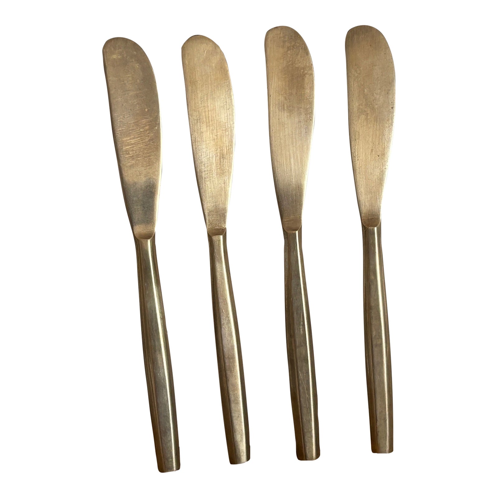 Mid 20th Century Thai Bronze Butter Knives, Set of Four | Chairish