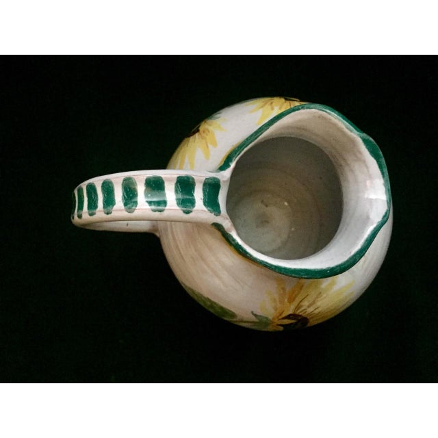 1970s Mid-Century Italian Hand Painted Ceramic Sunflower Pitcher | Chairish