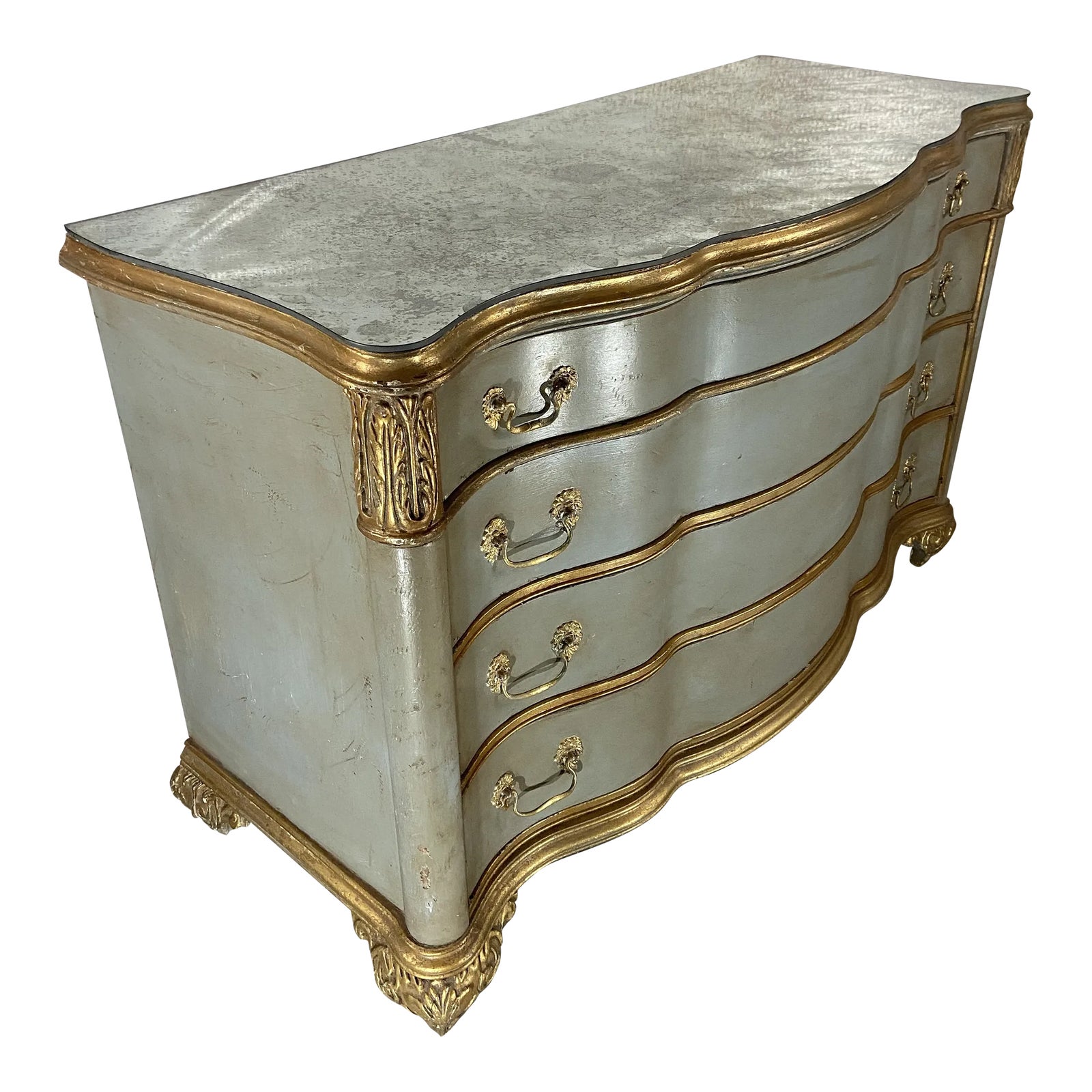 Painted French Style Serpentine Chest | Chairish
