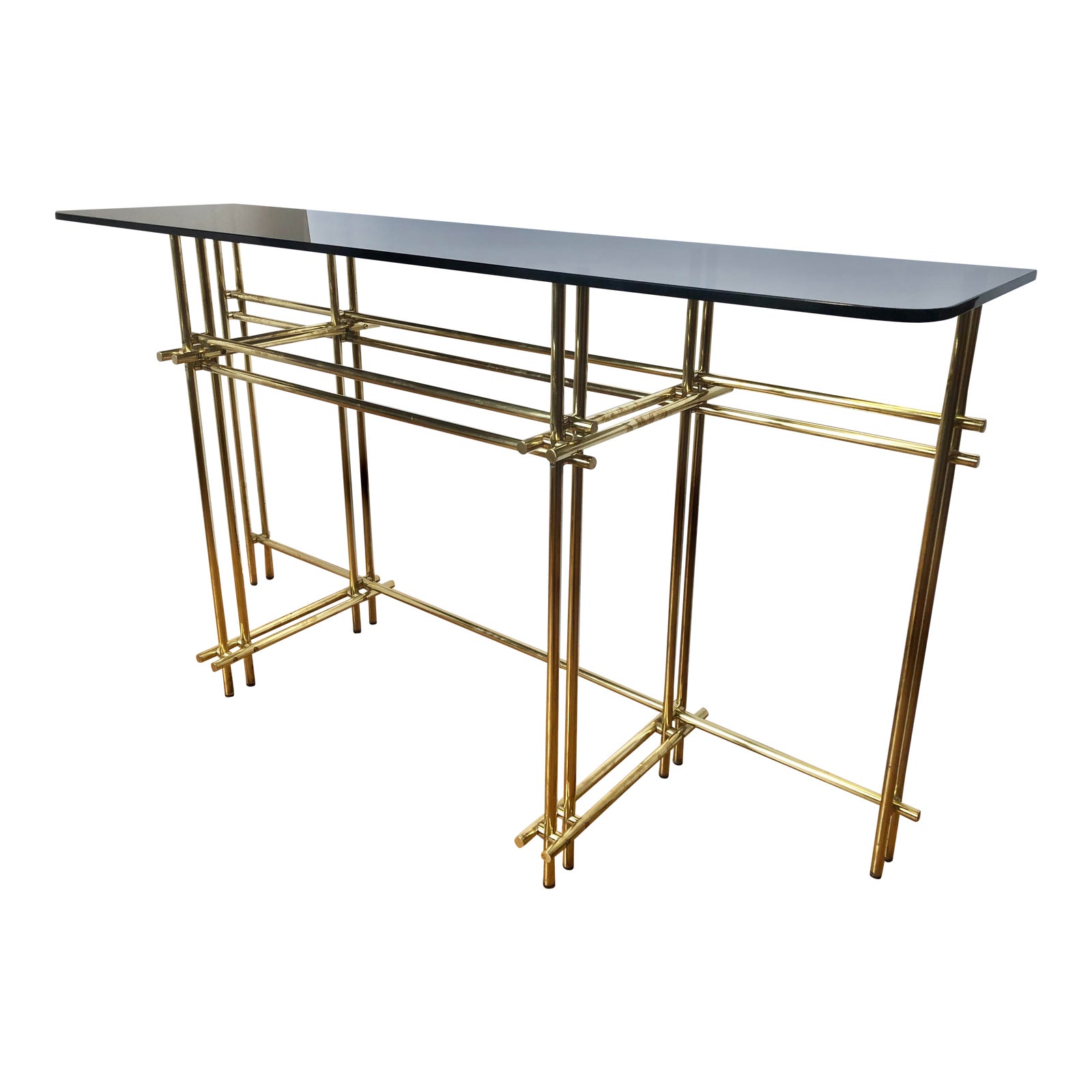 1970s Modern Brass Console Table | Chairish