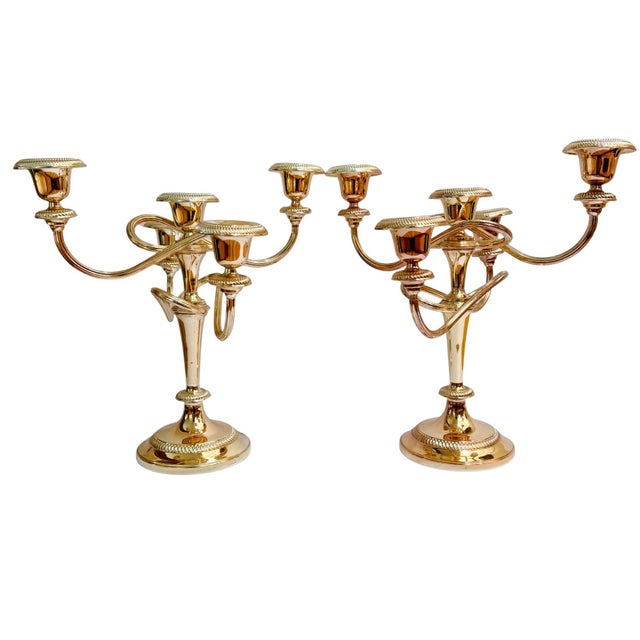 Early 20th Century Parisian Silver-on-Copper 5-Arm Candelabras - A Pair ...