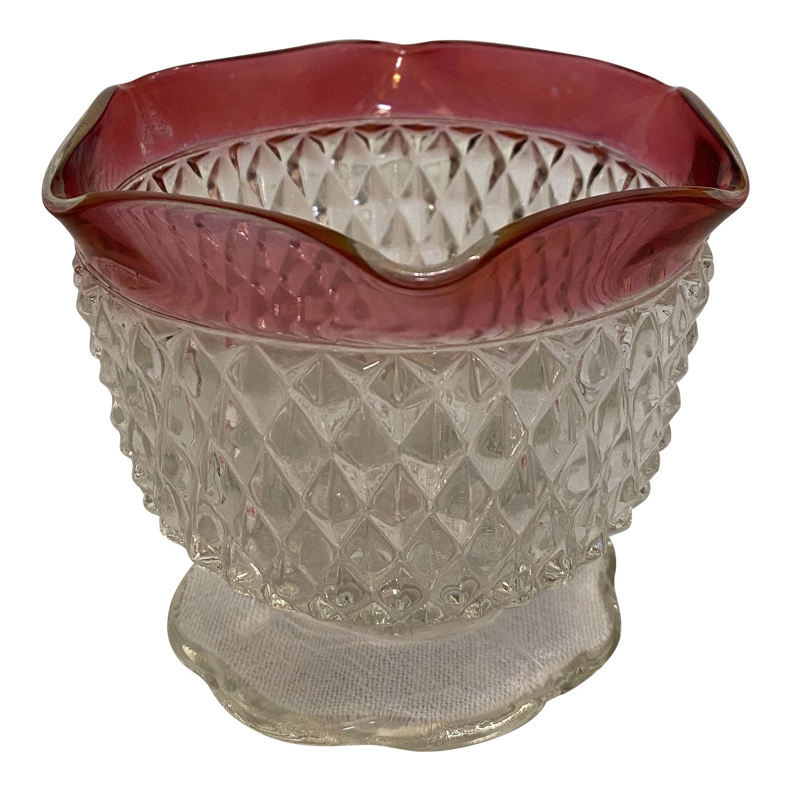 Vintage Scalloped Edge Indiana Glass Ruby Red Sugar/Condiment Bowl ...