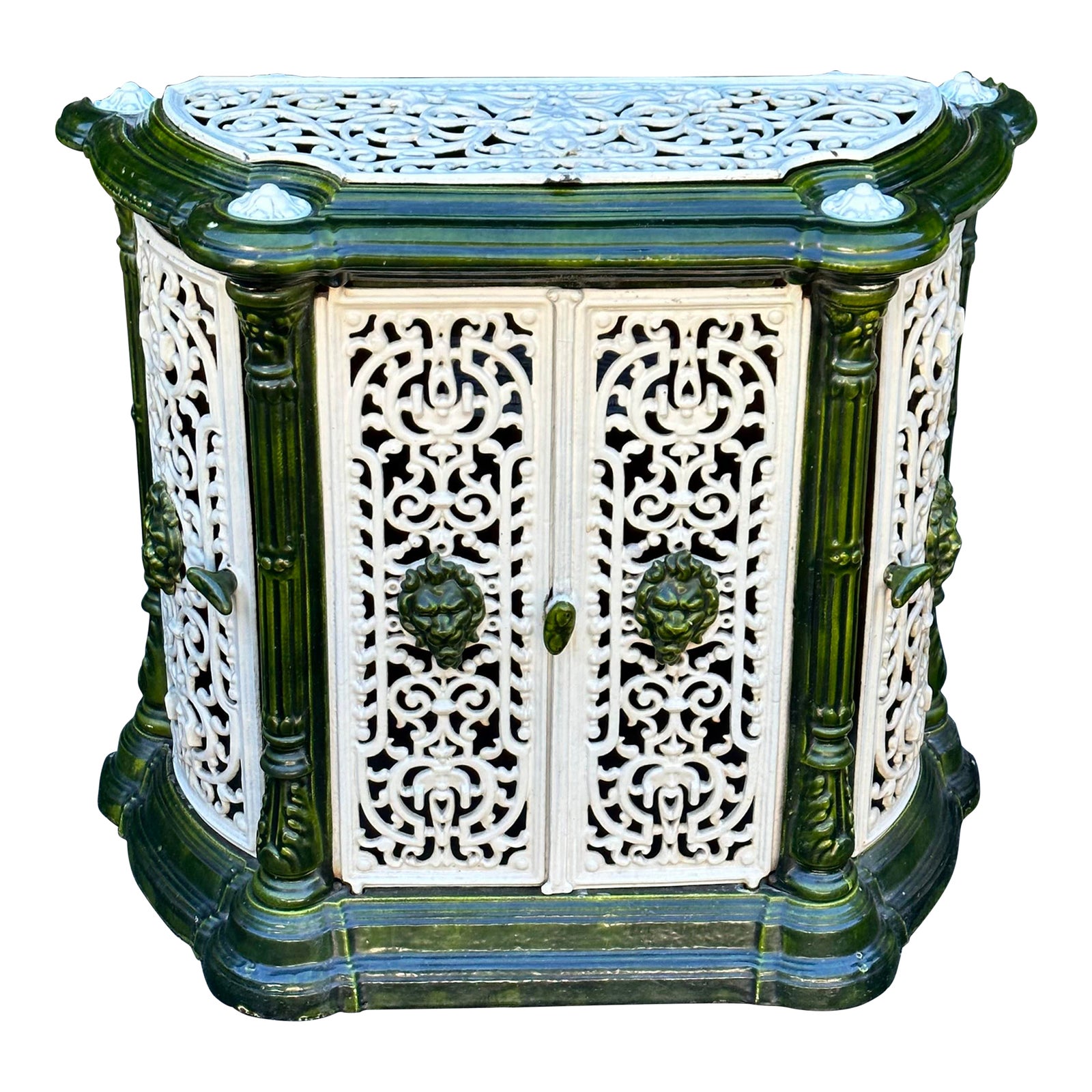 Antique French Enamel Cast Iron Radiator Cover | Chairish