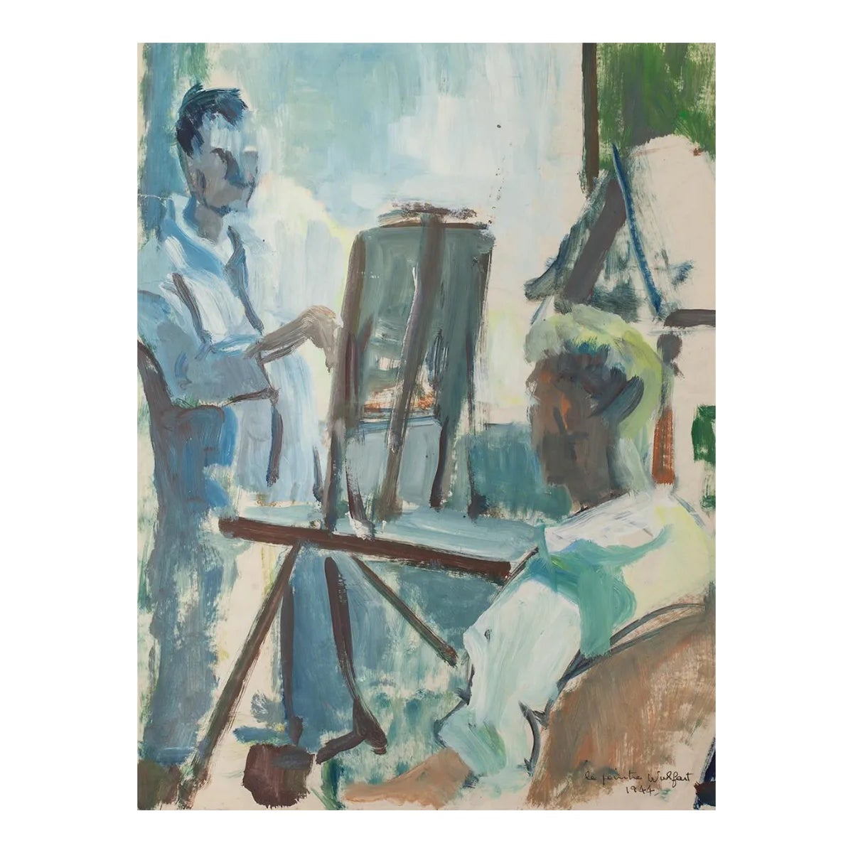 Max Wulfart, Self Portrait, Tempera and Oil on Paper, 1944 | Chairish